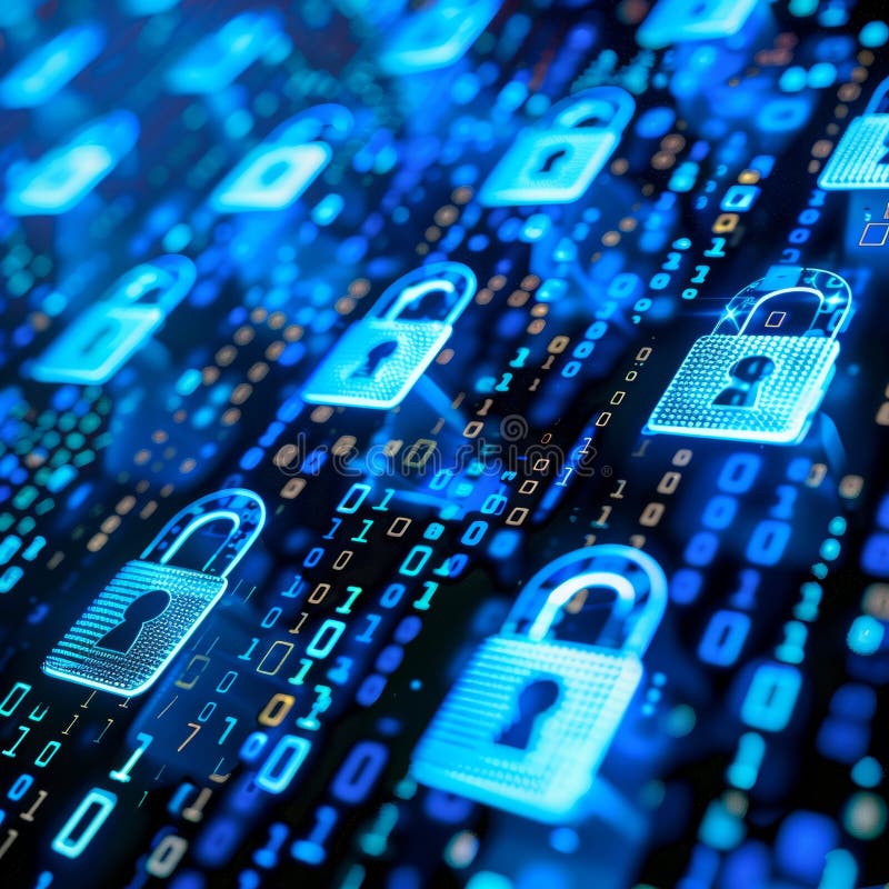 Clear Lines Illustrating Cybersecurity. Stock Illustration ...