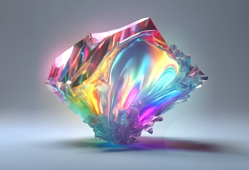 Clear Liquid Crystal Geode with Prism Reflection Light, Generative AI ...