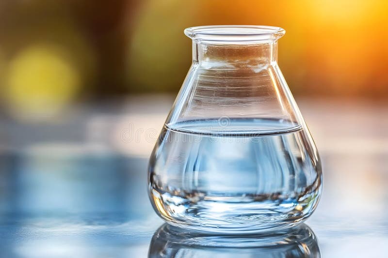 Clear Liquid in Glass Erlenmeyer Flask, Science Experiment Stock ...