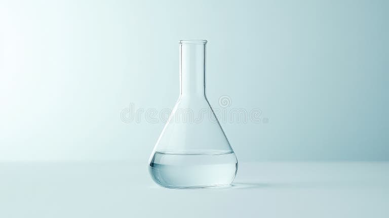 Clear Liquid in Laboratory Flask on Flat Surface Stock Image - Image of ...