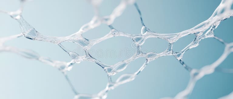 Clear Liquid Structure. Connected Network on Light Blue Backdrop ...