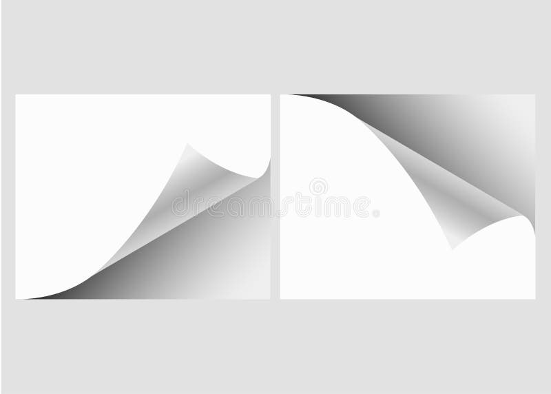 Clear List of Paper. Curl Page with Shadow. Grey Background Stock ...