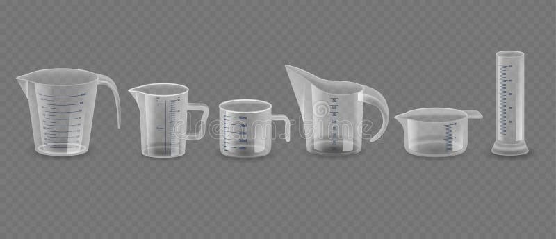 Clear Measuring Tools Isolated on Transparent Background, Plastic Cups ...