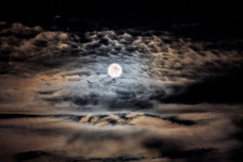 Clear Moonlit Night. Moon and Clouds in the Night Sky_ Stock Photo ...