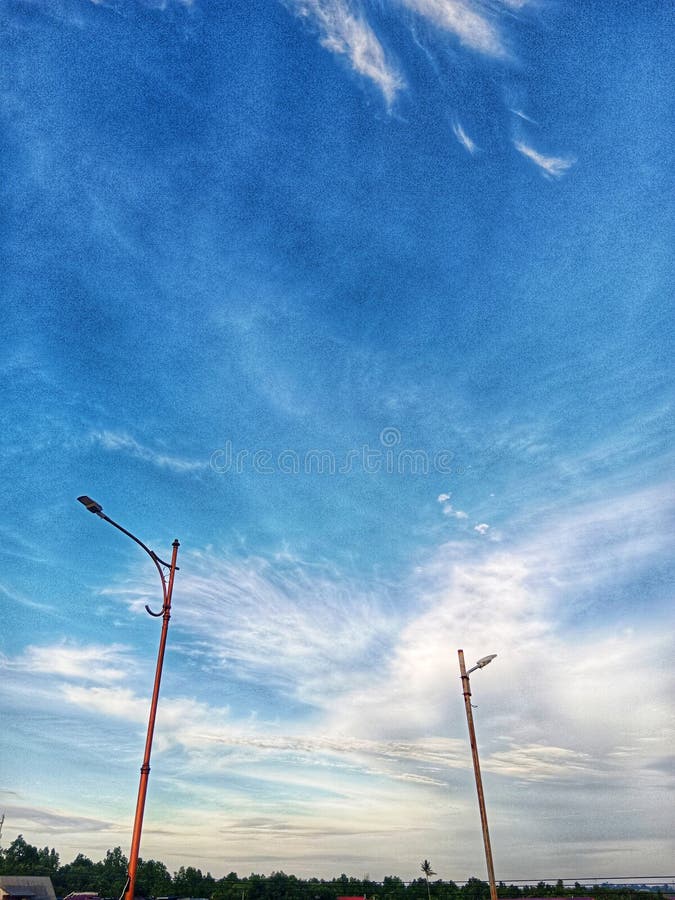 Clear Morning Sky, Around 8 am Stock Photo - Image of line, tower ...