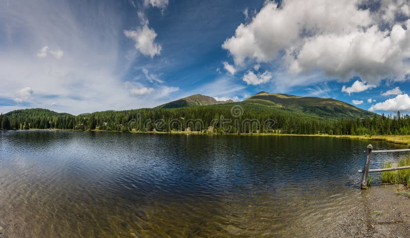 Clear Mountain Lake while Hiking in the Summer Panorama Stock Photo ...
