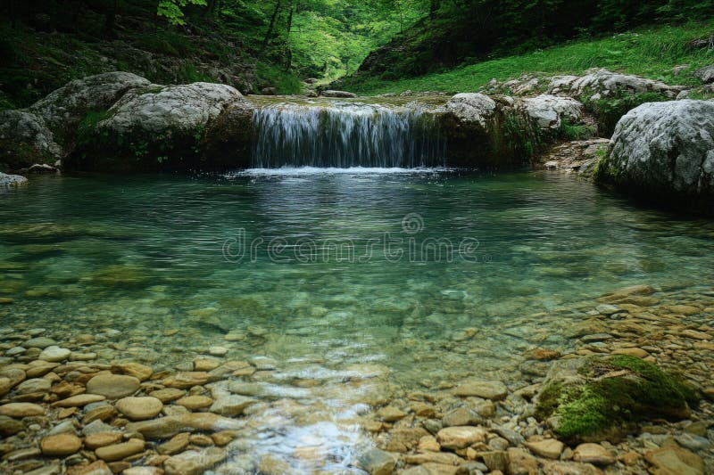 A Clear Mountain Spring, Fresh and Natural, Water Setting Stock Photo ...