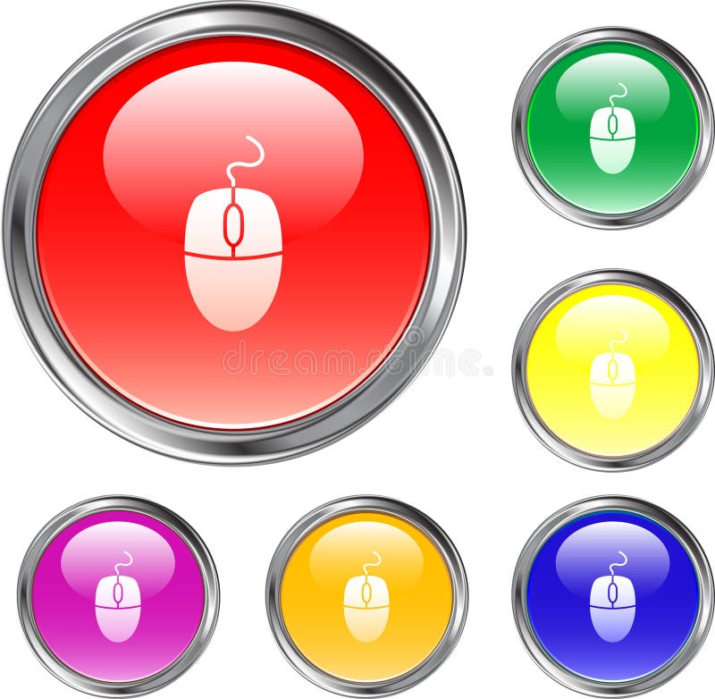 Computer Mouse Icon on Round Internet Button Stock Illustration ...