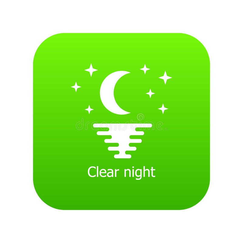 Clear Night Icon Green Vector Stock Vector - Illustration of night ...