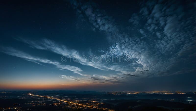 A Clear Night Sky with the Appearance of Noctilucent Clouds that Glow ...