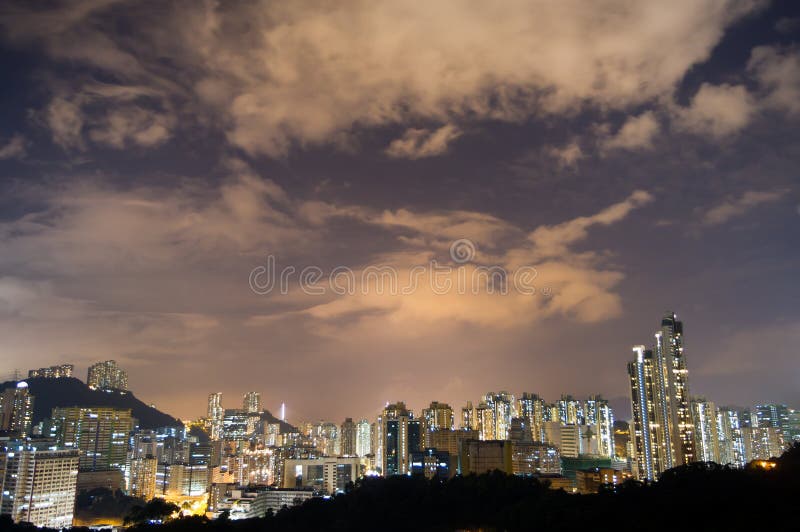 Clear Night Sky Over City Skyline Stock Image - Image of apartment ...