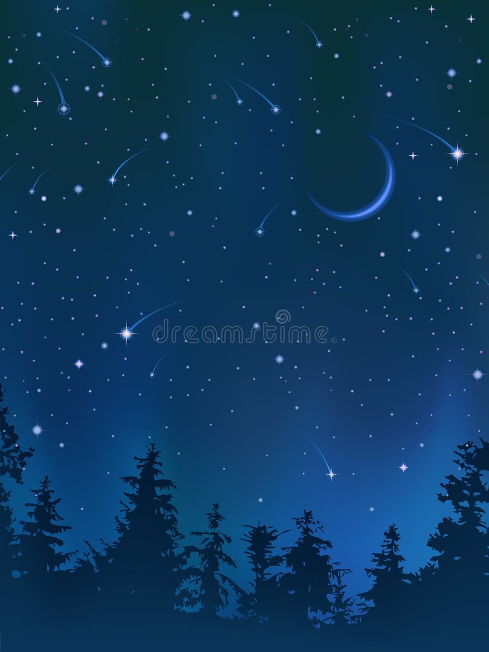 Starfall Night Sky Forest Stock Illustrations – 26 Starfall Night Sky ...
