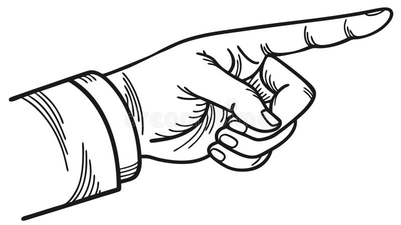 Hand Pointing Finger Outline Vector, Directional Gesture Art, Vector ...