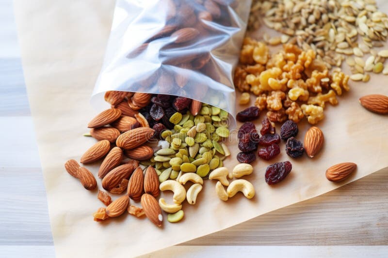 Clear Packet of Nuts, Seeds, and Dried Fruit for a Healthy Trail Mix ...