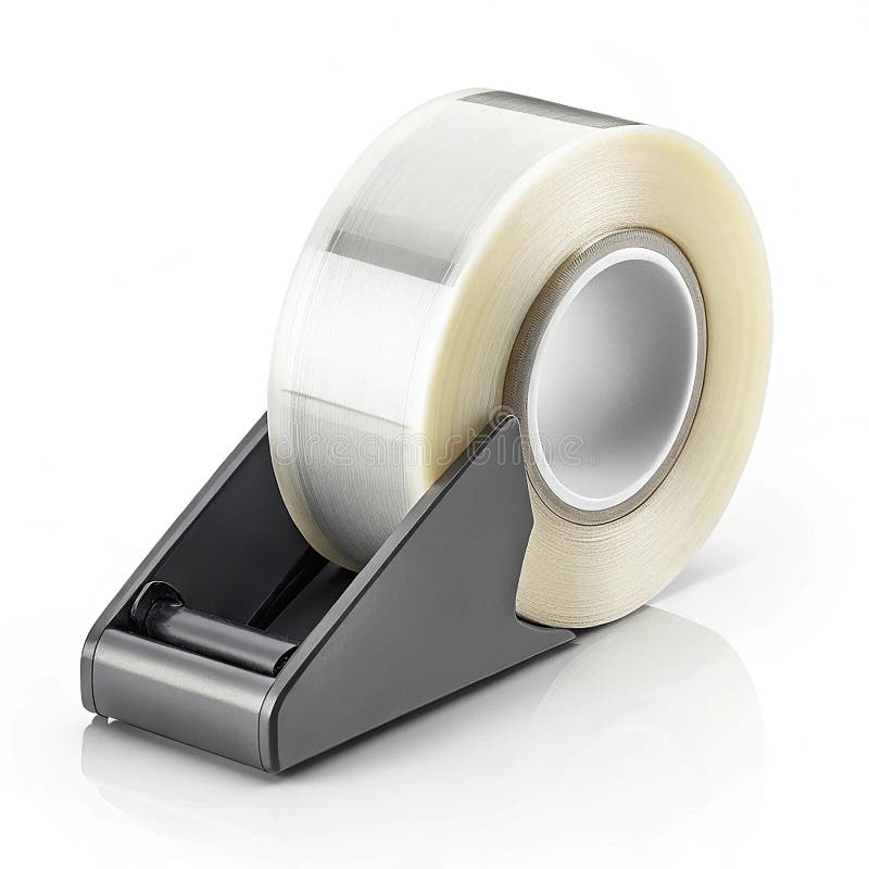 Clear Packing Tape Roll with Dispenser on White Background Stock ...