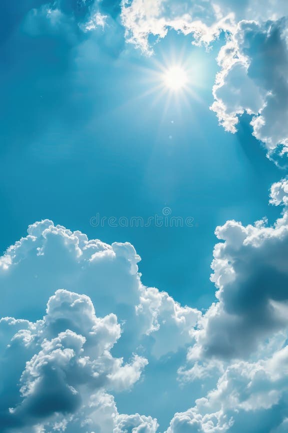 A Clear Patch of Sunlight Shines through a Layer of Fluffy White Clouds ...