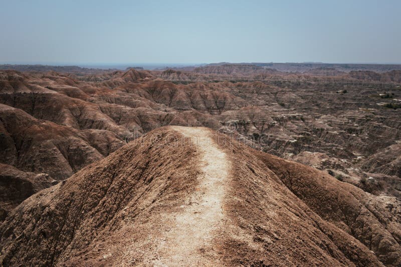 Clear Path Overlooking Breathtaking Badlands Scenery Stock Photo ...