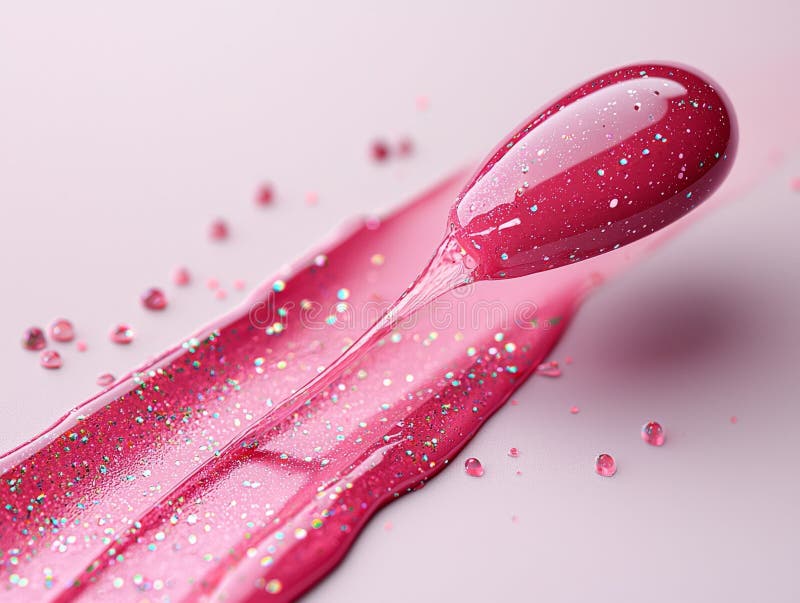 Clear Pink Lip Gloss Drips Elegantly from Rounded Applicator Tip ...