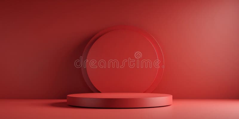 Clear Pixel Visual of Red Round Podium on Red Background Stock Image ...