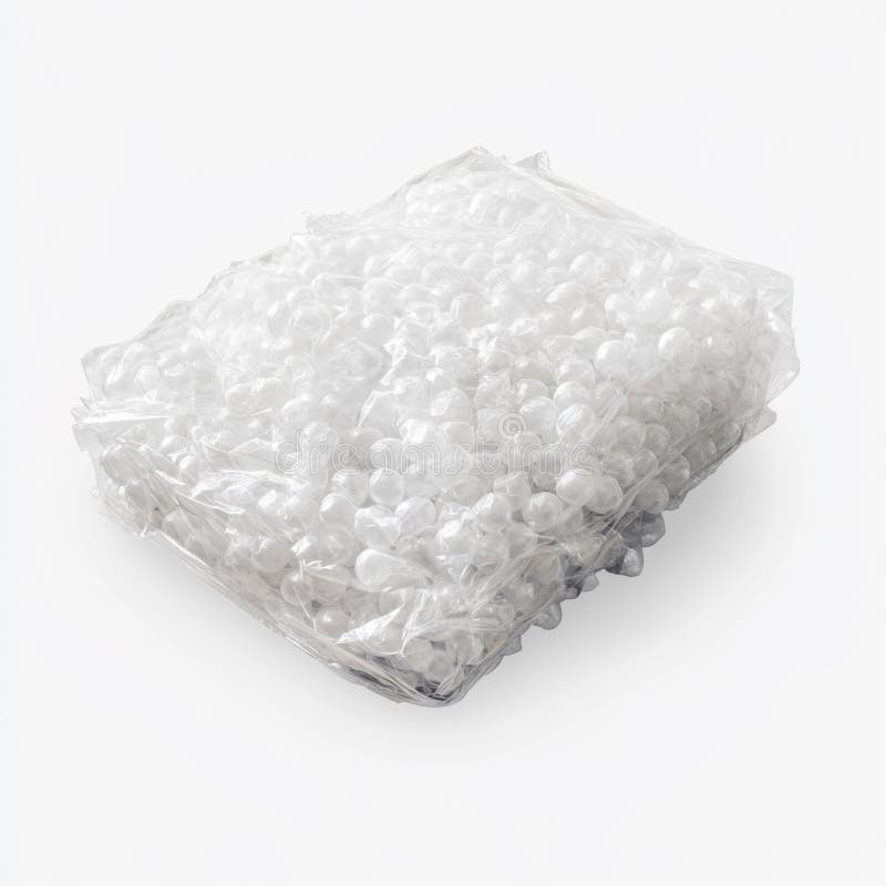 Clear Plastic Bag Filled with White Packing Peanuts for Shipping and ...