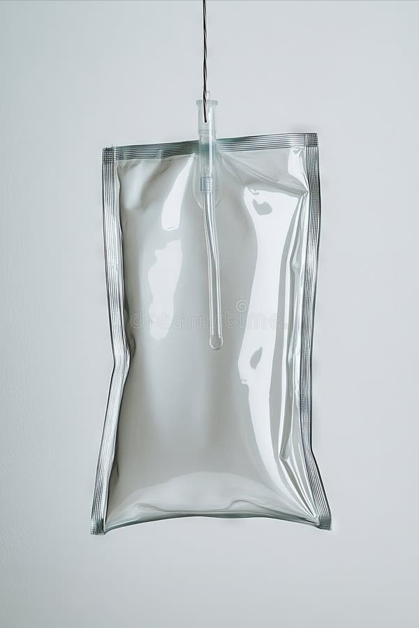A Clear Plastic Bag Hanging from a String on a White Wall Stock Photo ...