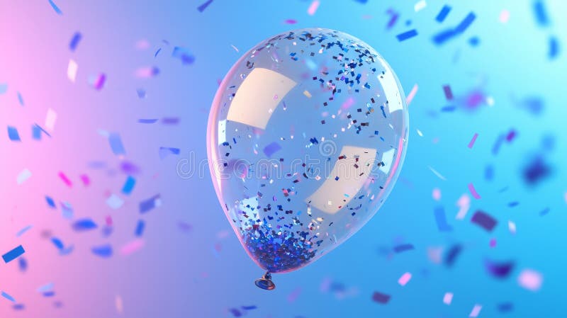 A Clear Plastic Balloon Filled with Blue Confetti, Drifting in Front of ...