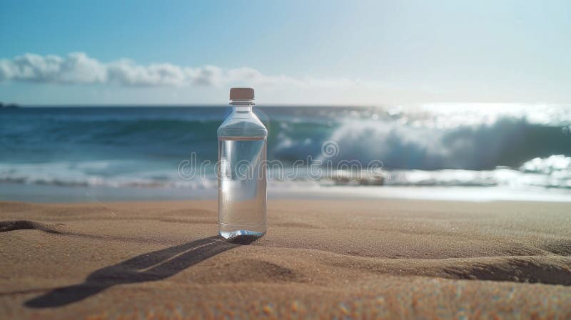 Clear Plastic Bottle on Sandy Beach Stock Image - Image of beach ...