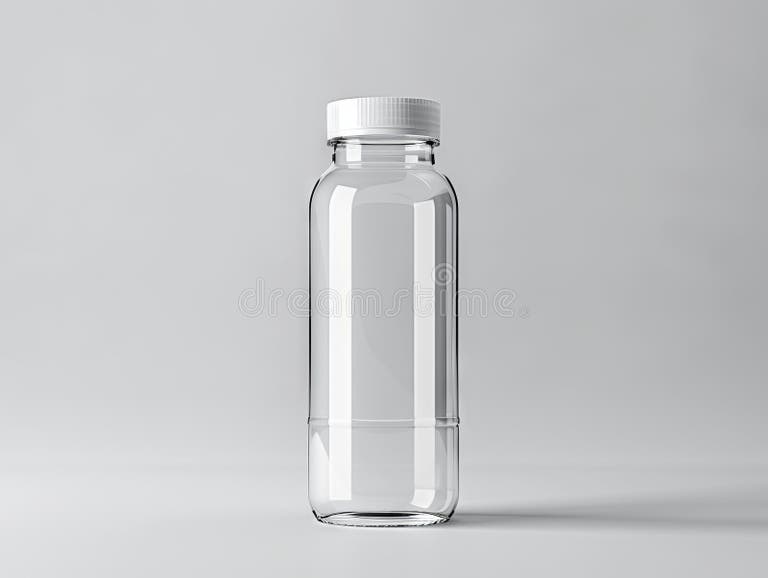 A Clear Plastic Bottle with White Lid on a Gray Surface Stock Photo ...