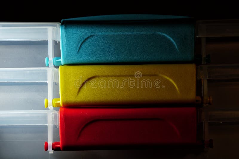 Clear Plastic Boxes, with Coloured Locks Stock Photo - Image of boxes ...