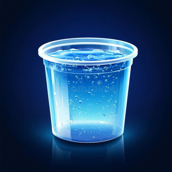 A Clear Plastic Bucket Filled with Water and Drops Stock Photo - Image ...