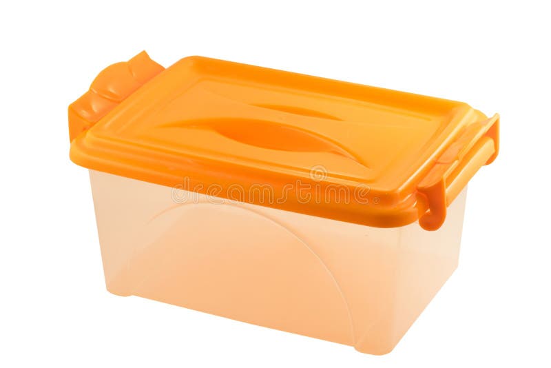 Clear Plastic Container for Anything. Plastic Storage Box with Orange ...