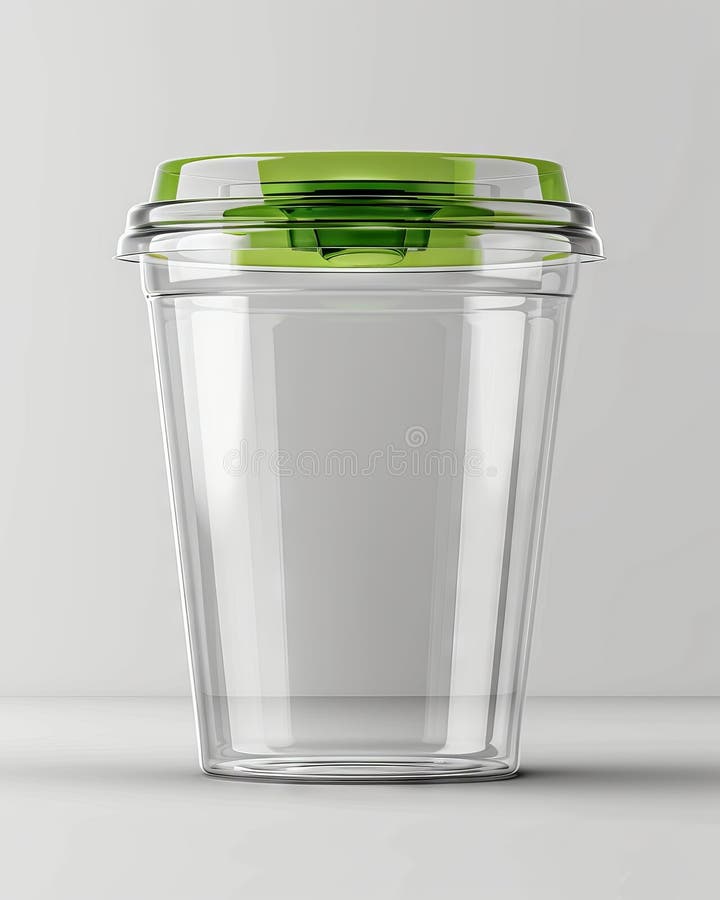 A Clear Plastic Container with Green Lid Stock Image - Image of clear ...