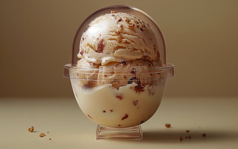 A Clear Plastic Container with Ice Cream in it Stock Image - Image of ...