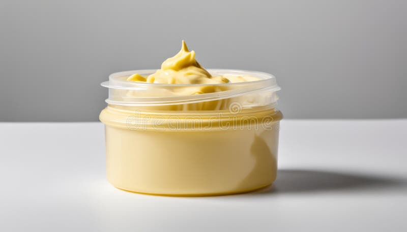 A Clear Plastic Container with a Yellow Substance Inside Stock ...