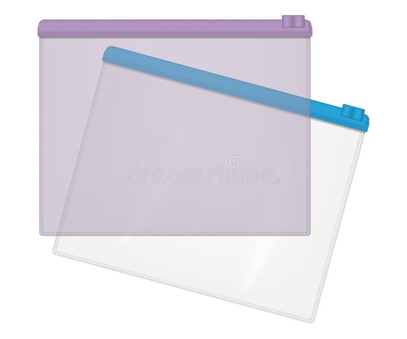 Clear Plastic Envelope Folder Bag with Zip Lock Vector Mockup ...
