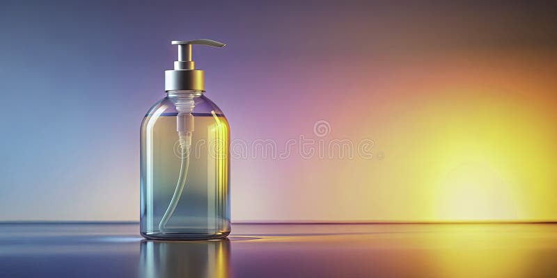Clear Plastic Pump Bottle Against a Stunning Pastel Gradient Background ...