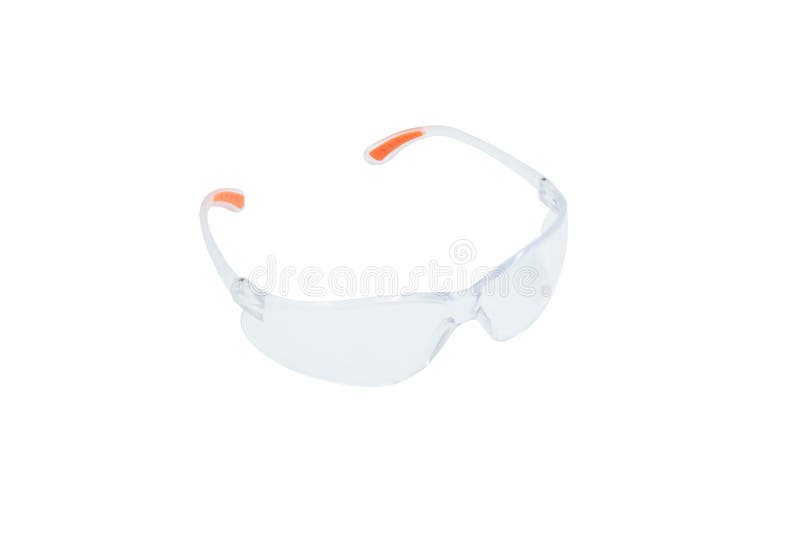 Clear Plastic Safety Goggles Isolated on White. Stock Photo - Image of ...