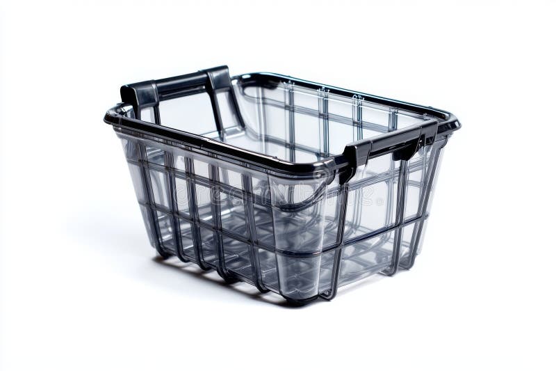 A Transparent Plastic Shopping Basket with a Sturdy Design. Ideal for ...