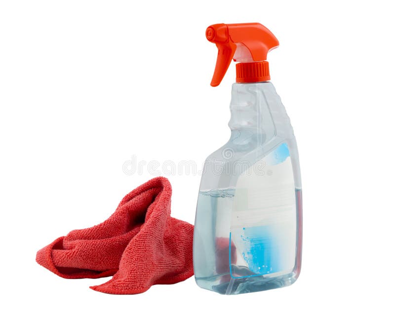 A Clear Plastic Spray Can with a Cleaning Rag Stock Image ...