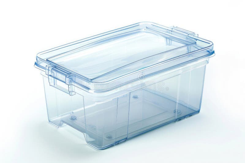 Clear Plastic Storage Container on a White Background. Stock Image ...