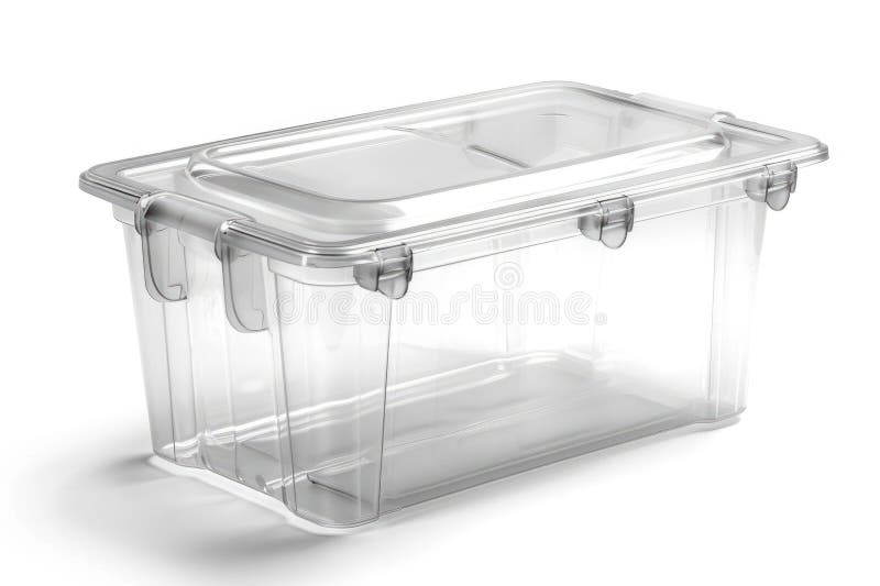 Clear Plastic Storage Container on a White Background. Stock Image ...