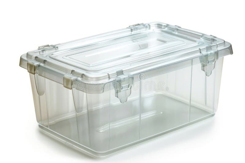 Clear Plastic Storage Container on a White Background. Stock Image ...