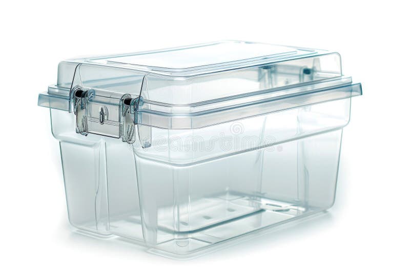 Clear Plastic Storage Container on a White Background Stock Photo ...