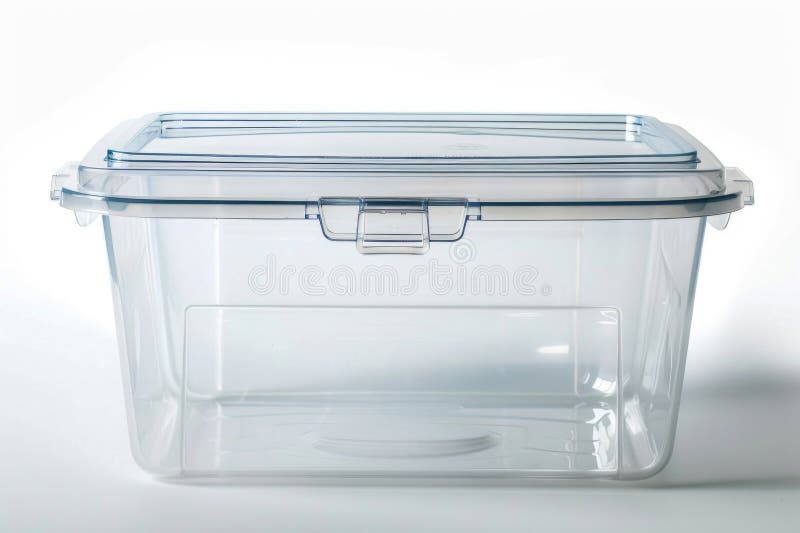 Clear Plastic Storage Container on a White Background. Stock Image ...