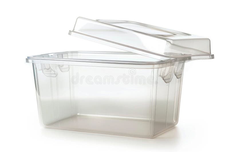 Clear Plastic Storage Container on a White Background. Stock Image ...