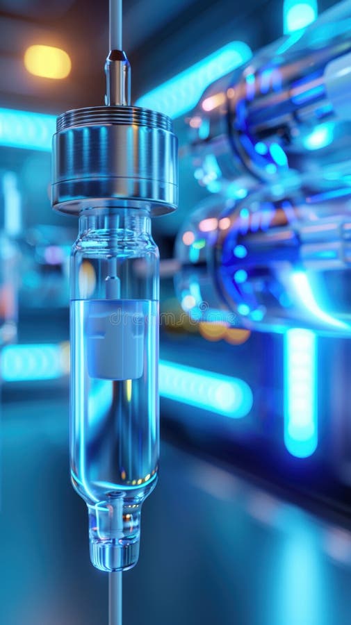 A Clear Plastic Tube with a Blue Liquid Inside Stock Illustration ...