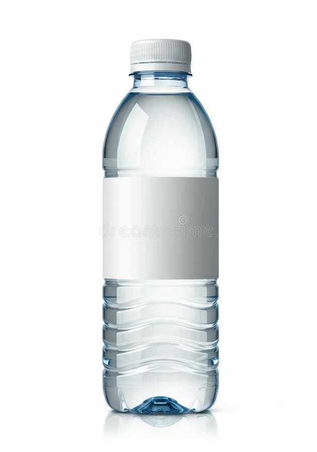 Clear Plastic Water Bottle with Blank Label on White Background Stock ...