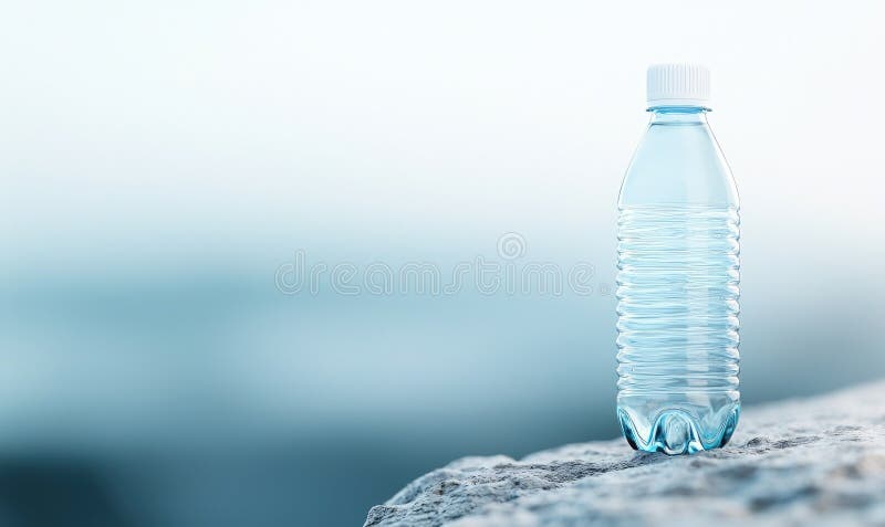 A Clear Plastic Water Bottle Resting on a Rock, Symbolizing Hydration ...