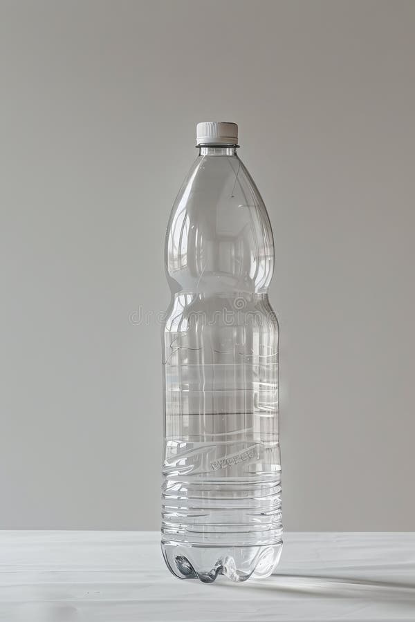 A Clear Plastic Water Bottle on a White Table Stock Image - Image of ...
