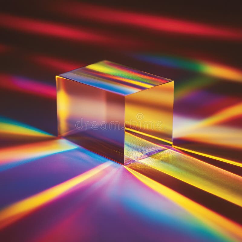 Clear Prism Reflecting Vibrant Rainbow Spectrum, Casting Colorful Light ...